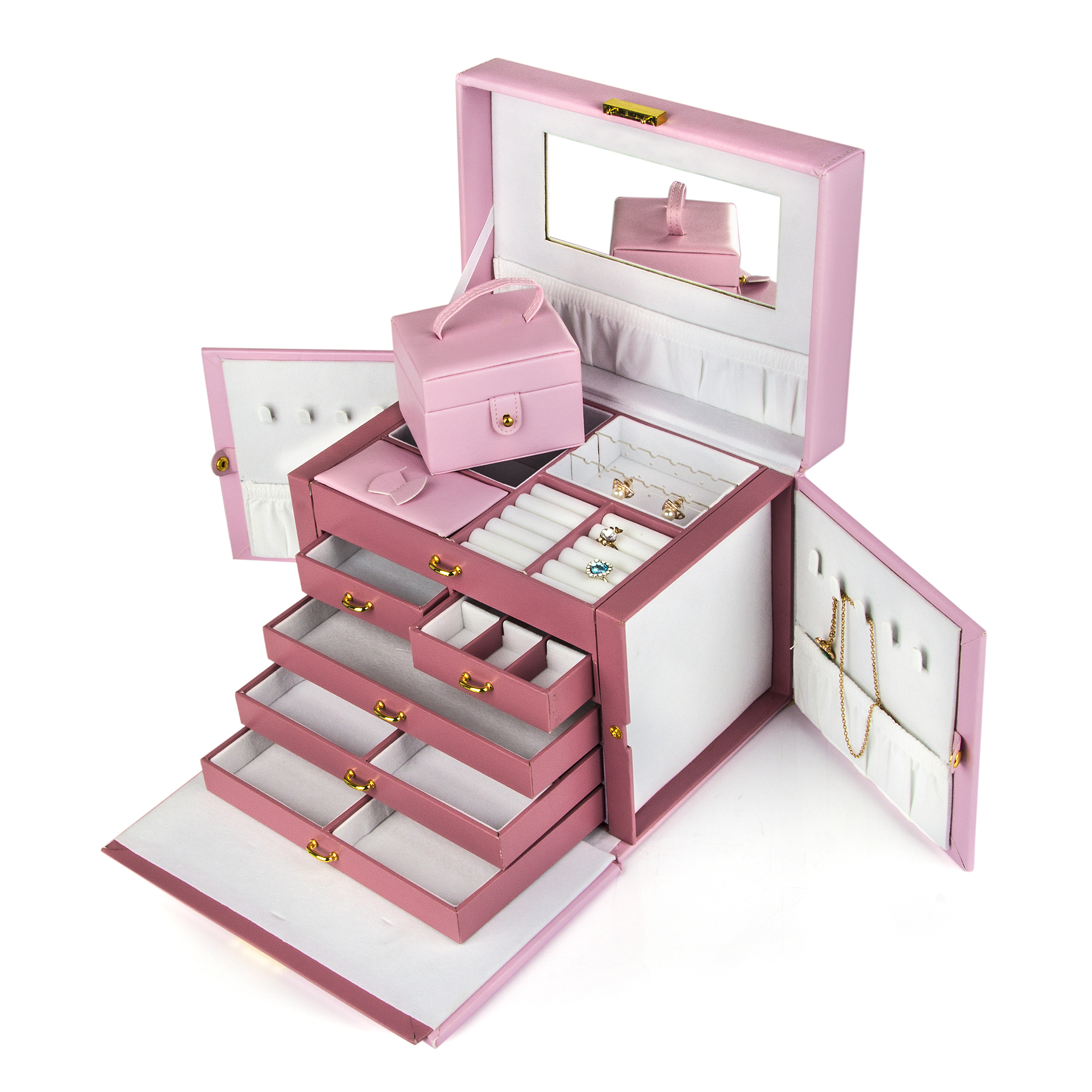 HUGE PINK LEATHER JEWELRY BOX-pink box - 珠海华达通成贸易有限公司